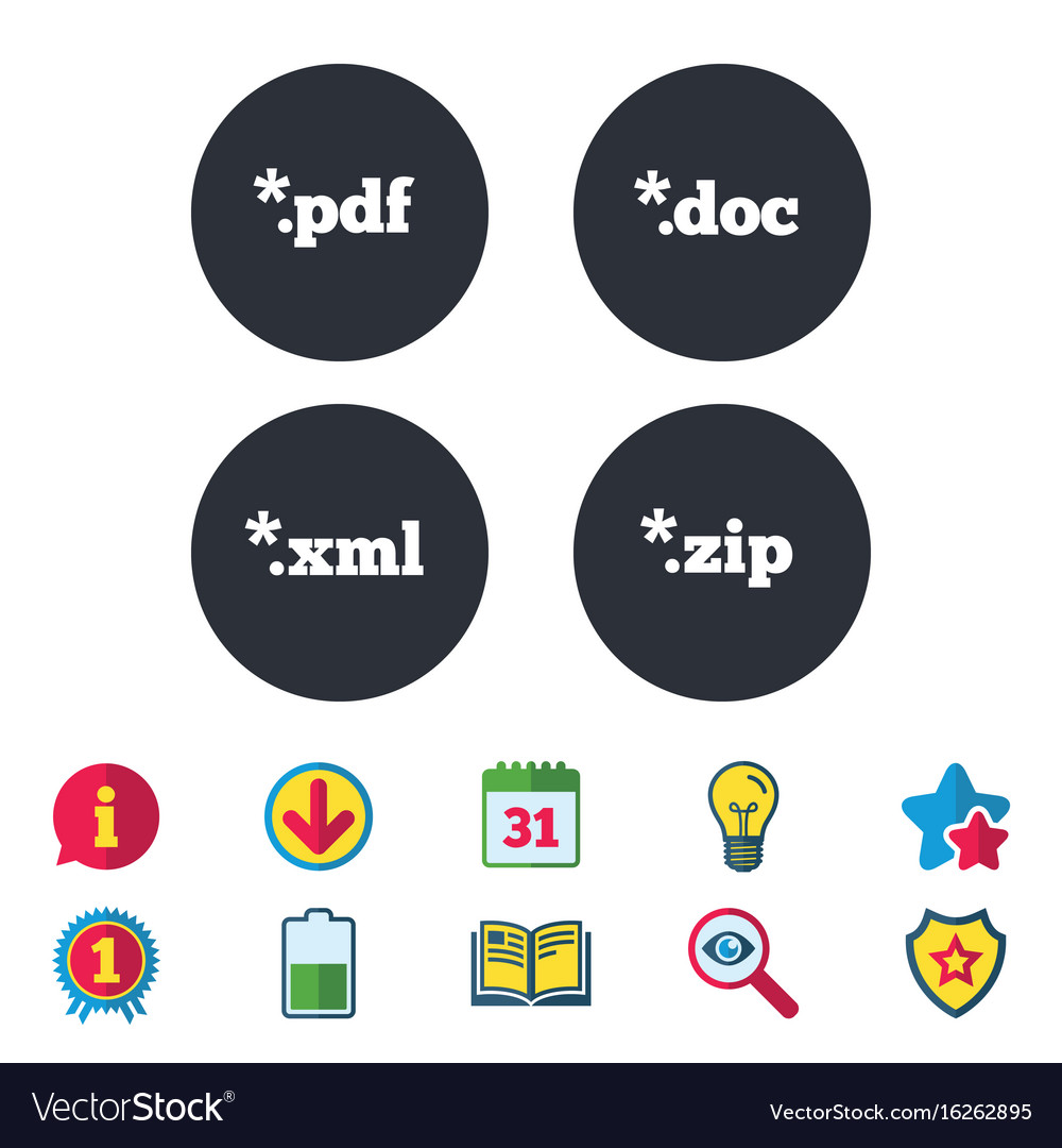 Document signs file extensions symbols Royalty Free Vector