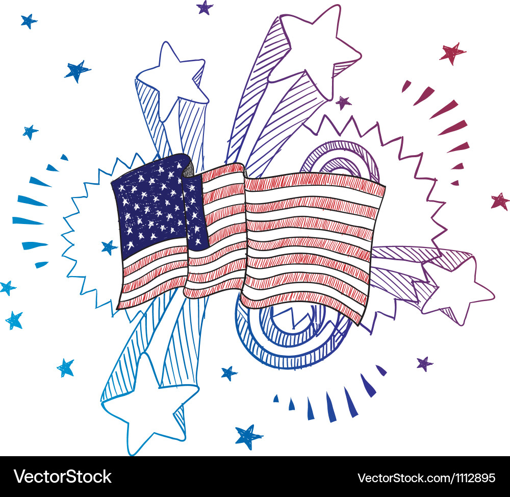 Doodle pop flag american usa Royalty Free Vector Image