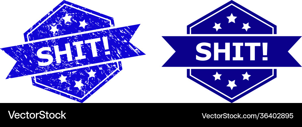 Hexagon shit exclamation stamp with unclean style Vector Image