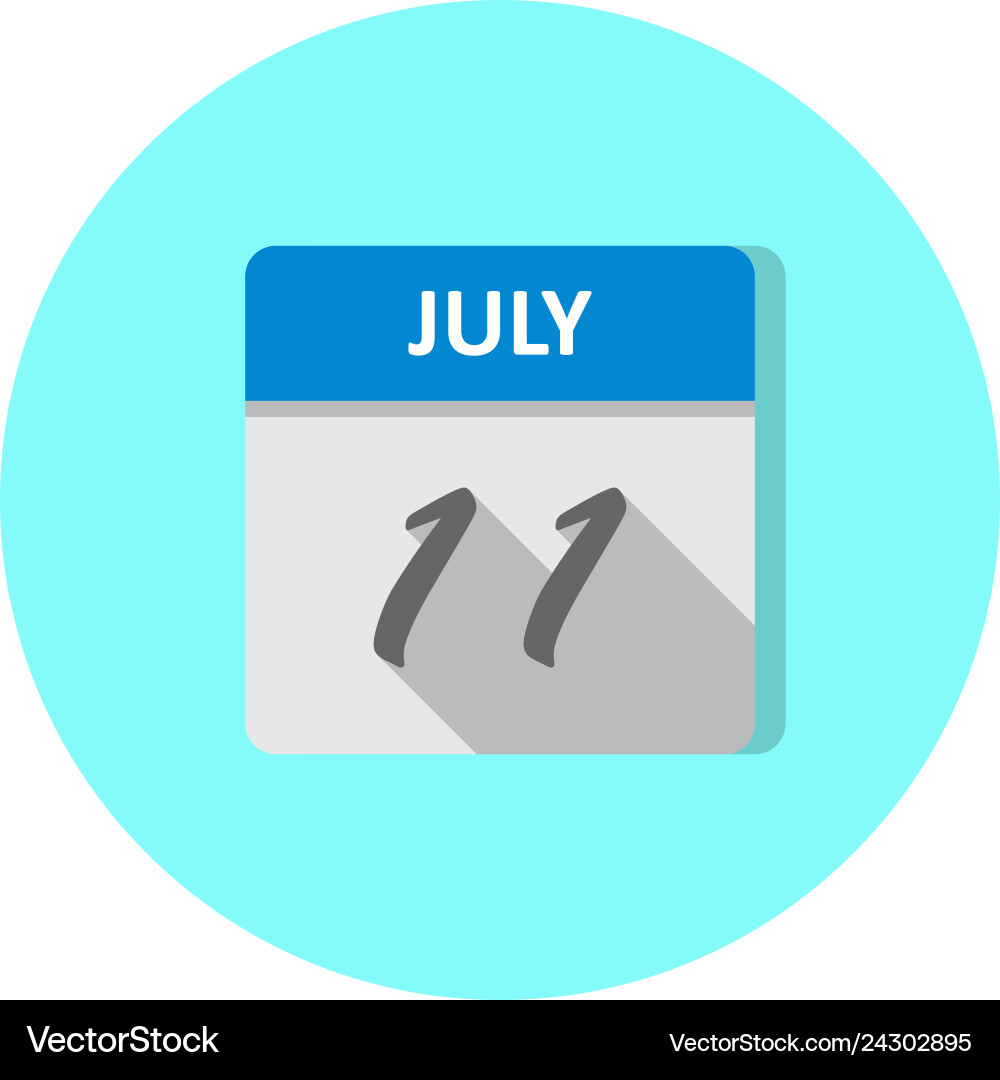 July 11th date on a single day calendar Royalty Free Vector