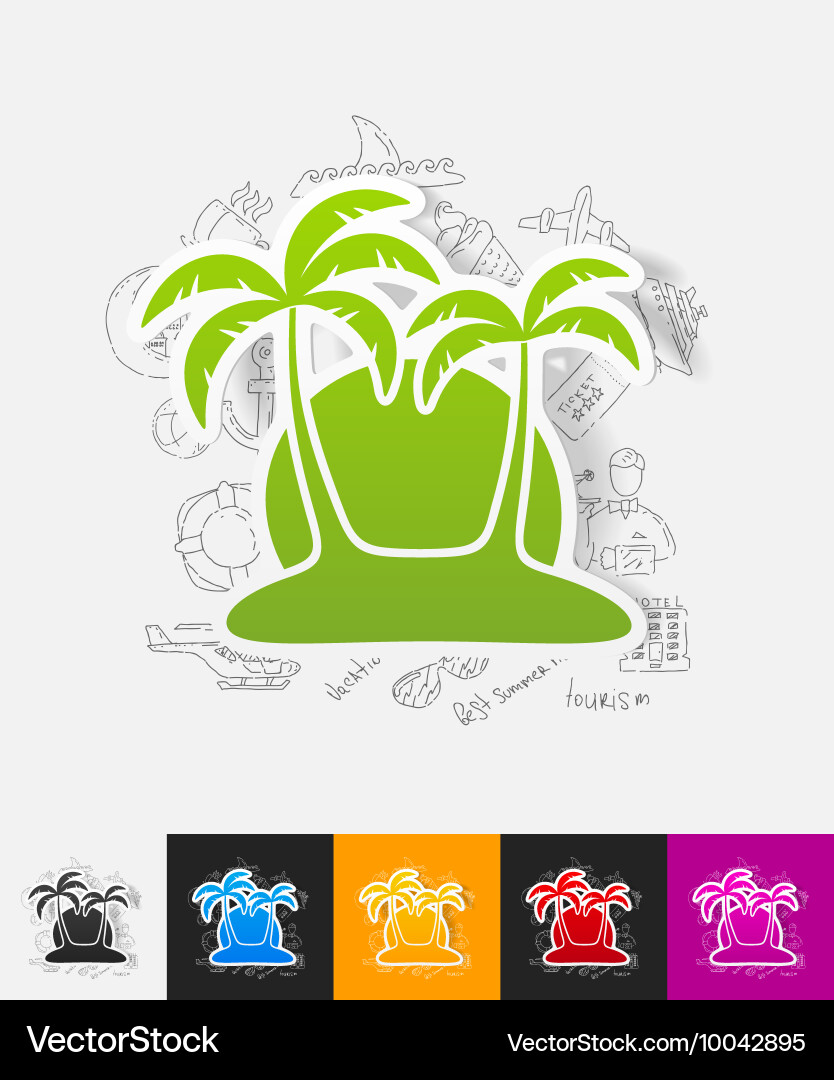 Palm paper sticker with hand drawn elements Vector Image