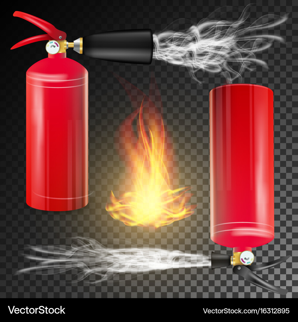 Red fire extinguisher flame sign Royalty Free Vector Image