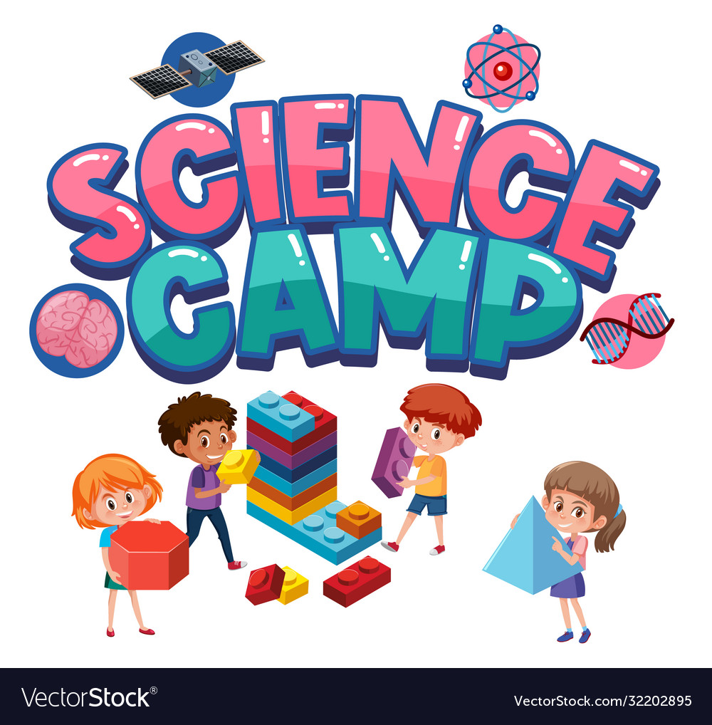 Science camp logo with children education Vector Image