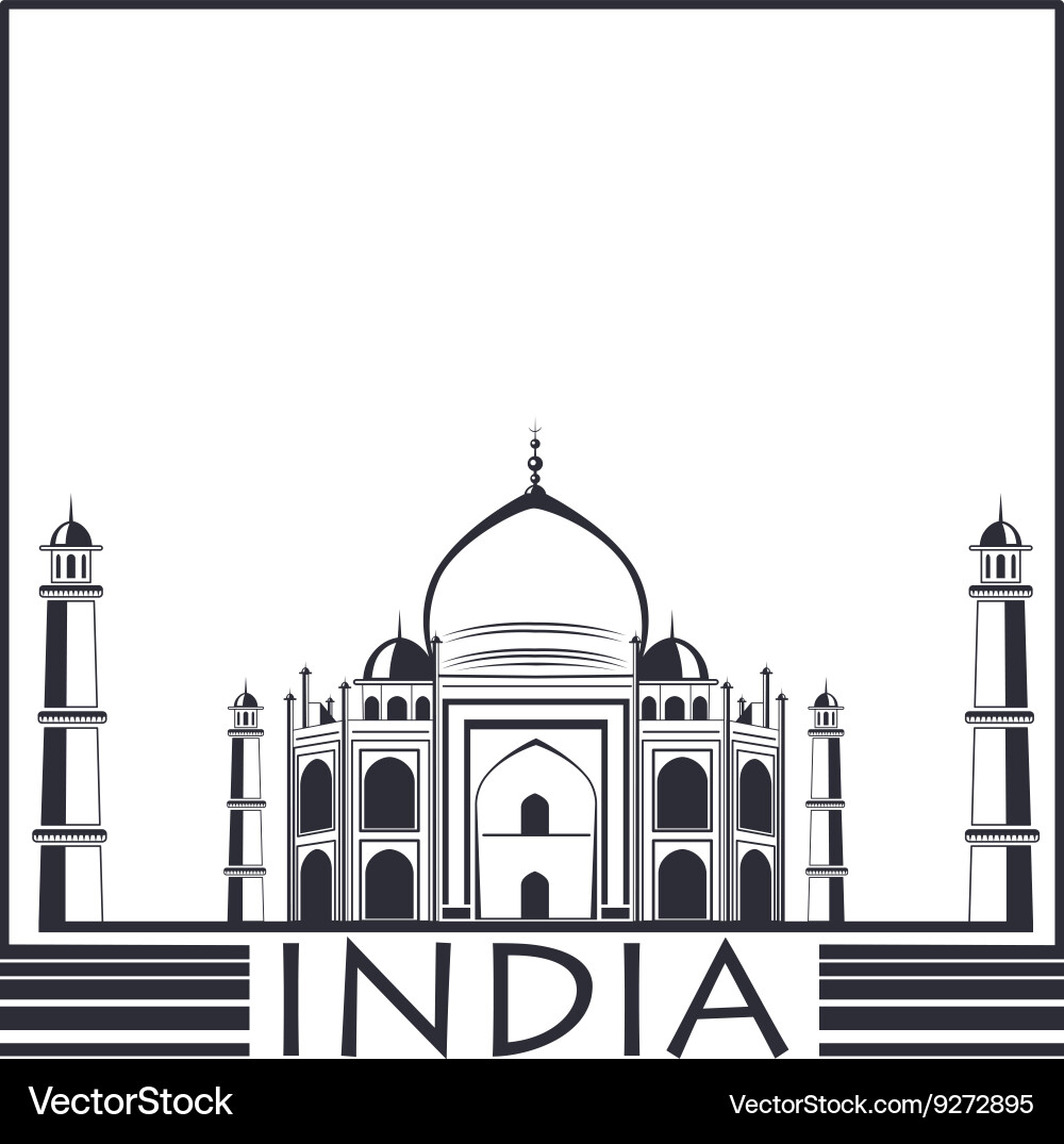 Taj-mahal temple silhouette Royalty Free Vector Image