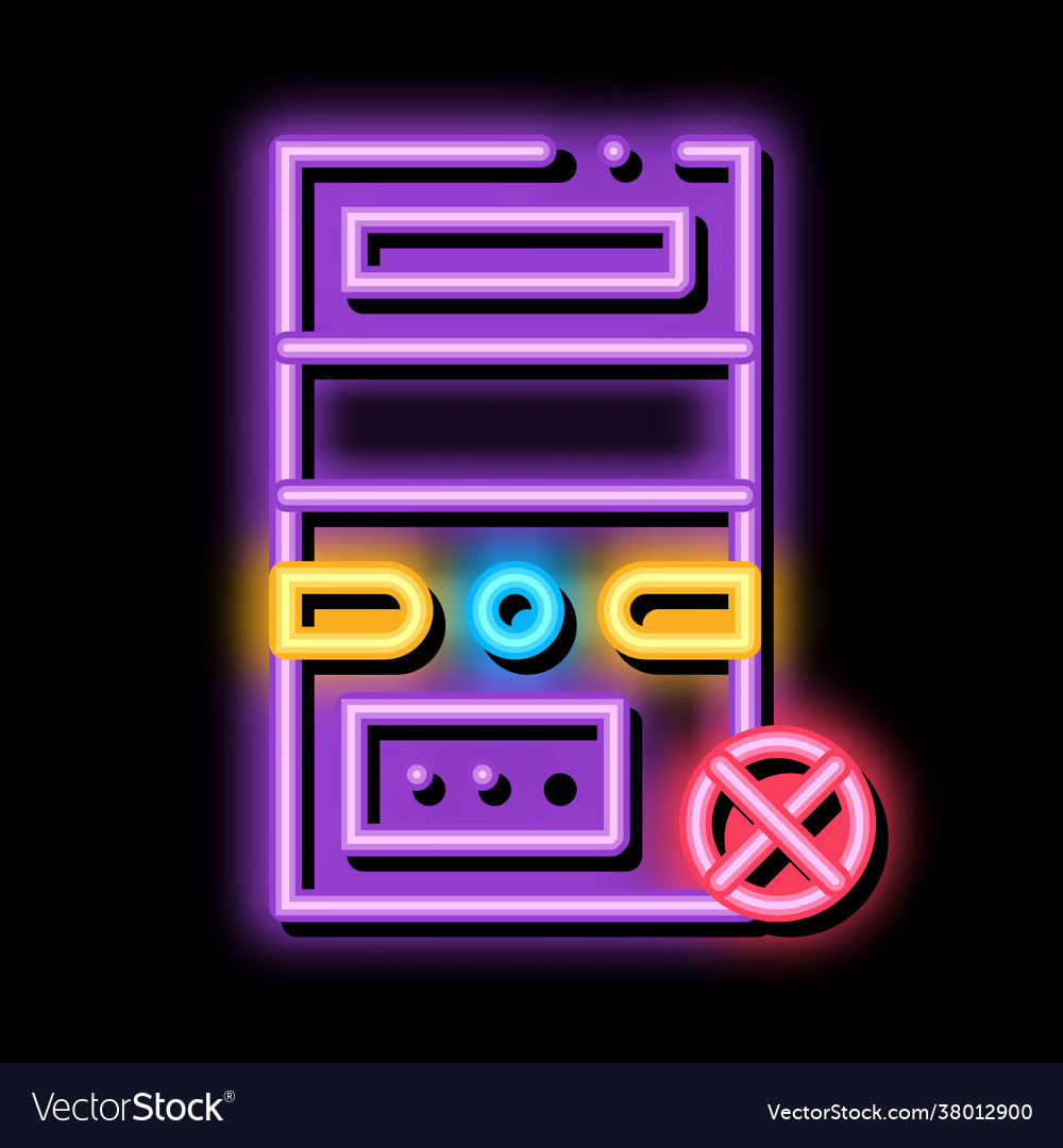 Broken computer neon glow icon Royalty Free Vector Image