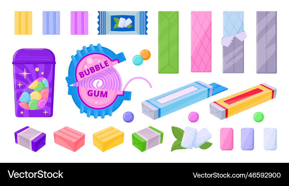 Cartoon bubblegum gum splashes gum packaging Vector Image