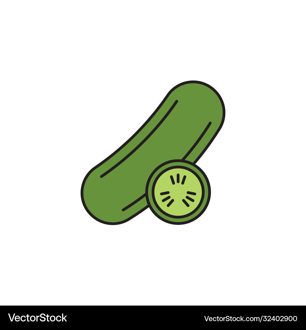 Cucumber slice icon symbol isolated on white Vector Image