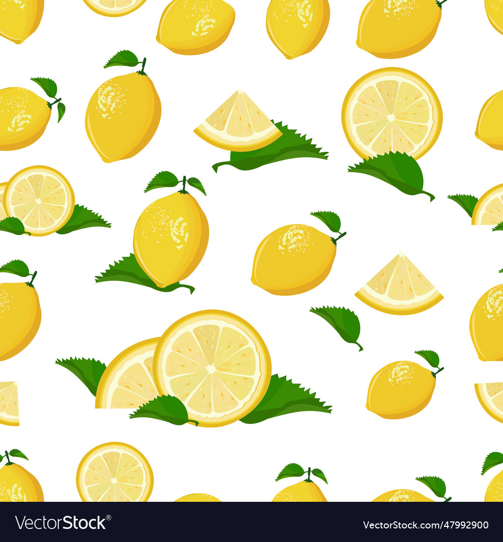 Lemon fruit healthy food seamless background Vector Image