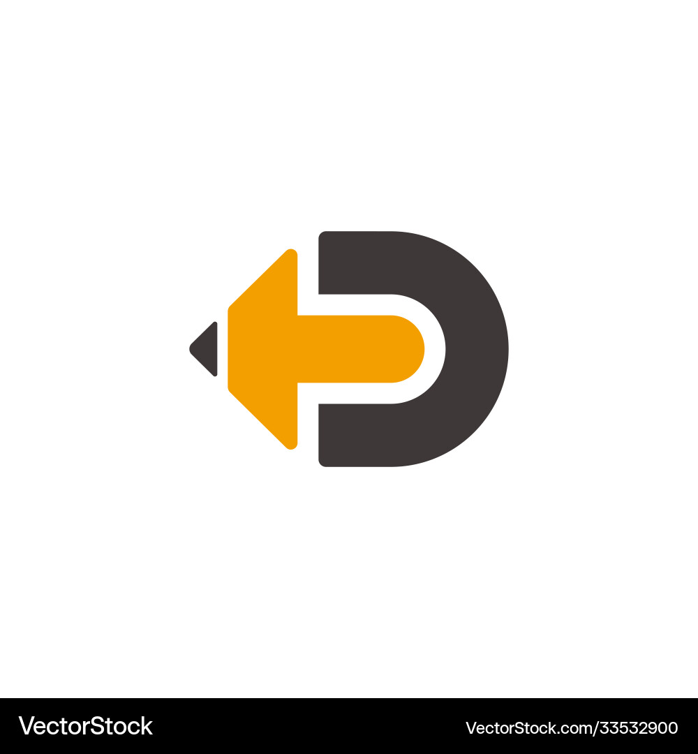 Letter d pencil shape geometric arrow education Vector Image