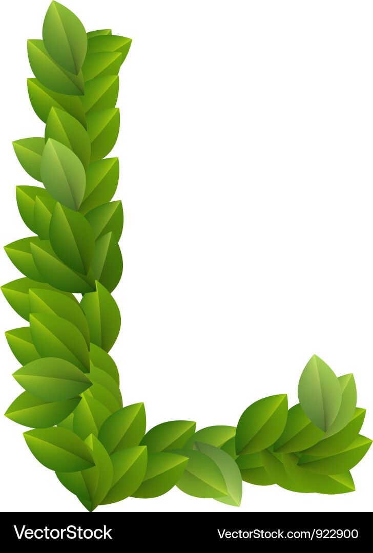 Letter l green leaves alphabet Royalty Free Vector Image