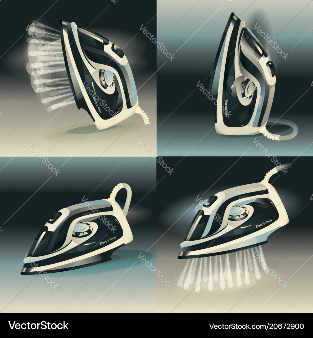 Modern electric iron with steam Royalty Free Vector Image