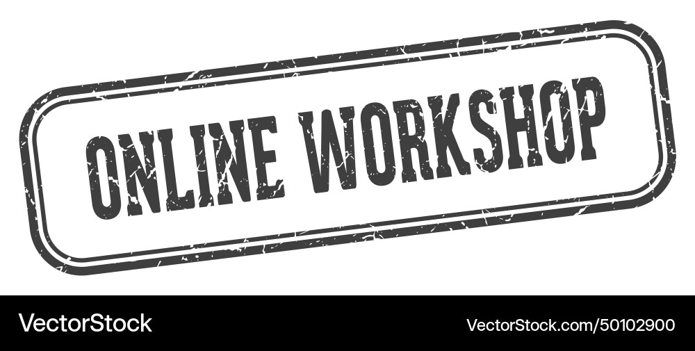 Online workshop stamp rectangular Royalty Free Vector Image