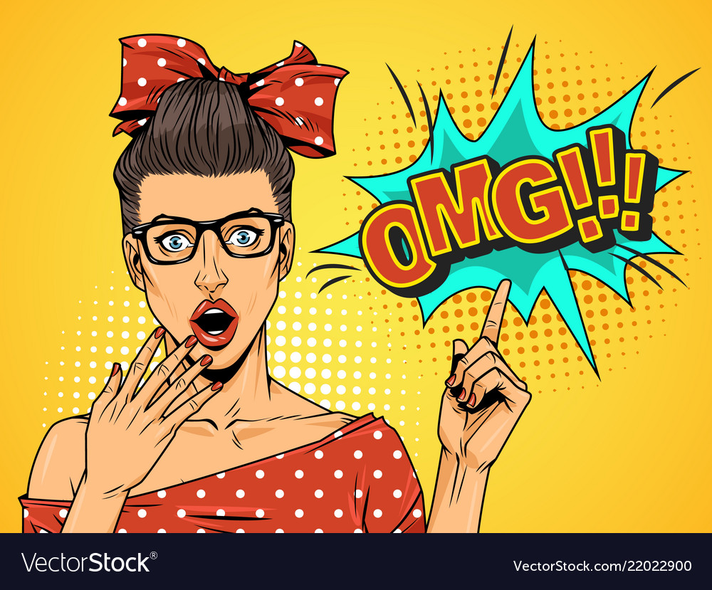 Pop Art Surprised Pretty Girl Royalty Free Vector Image