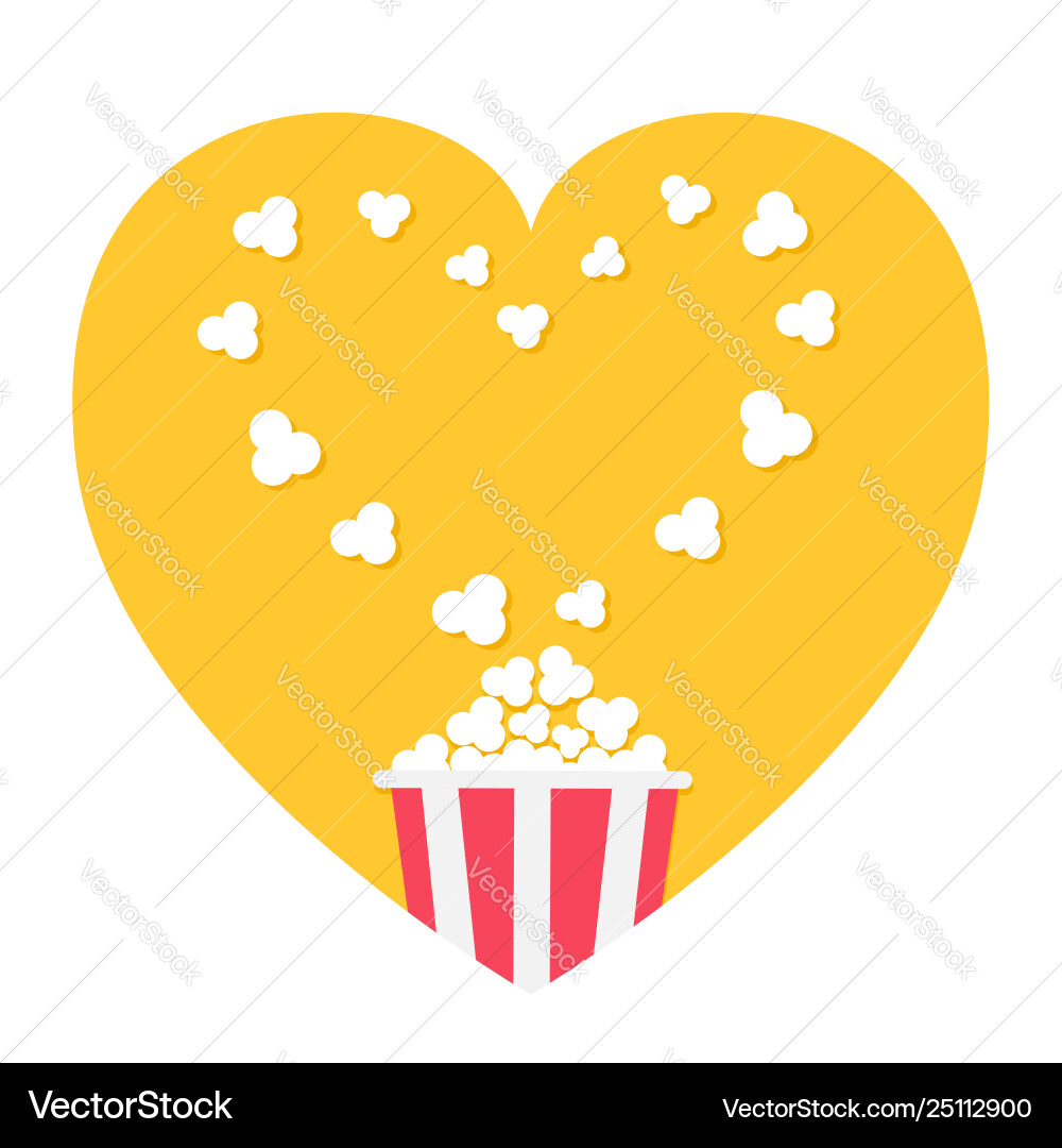 Popcorn popping heart shape frame red yellow Vector Image