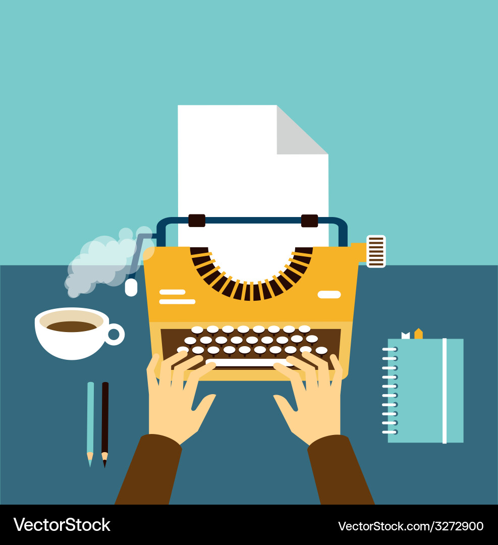 Secretary hand print on the typewriter Royalty Free Vector
