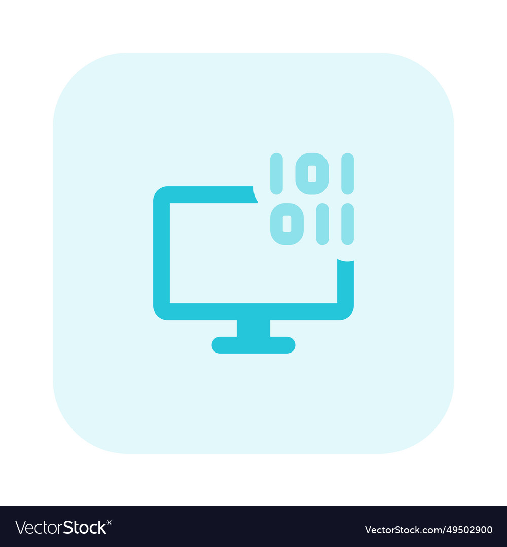 Showing data in binary format on monitor Vector Image