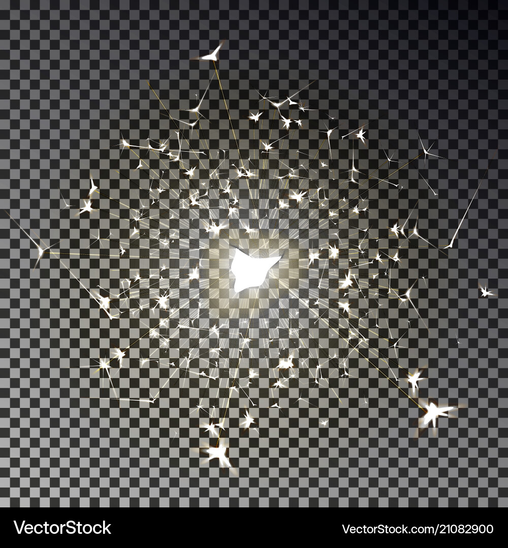 Sparkler light isolated on transparent background Vector Image