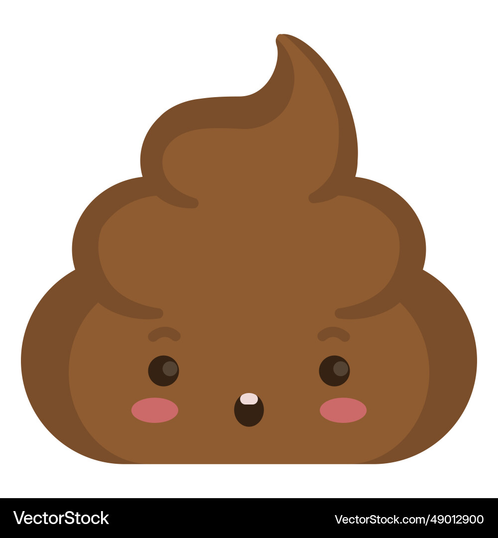 Surprised poop semi flat emoji Royalty Free Vector Image