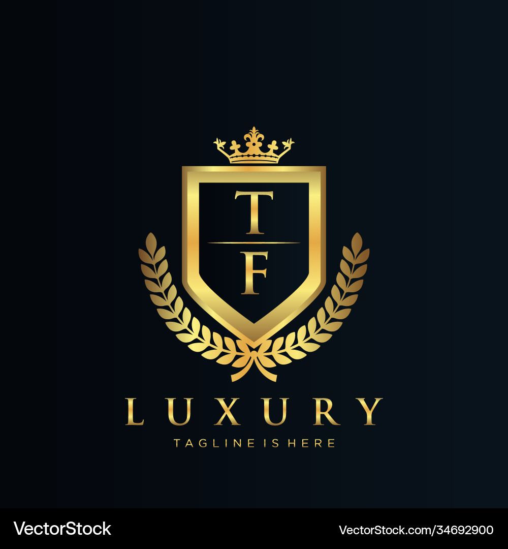 Tf letter initial with royal luxury logo template Vector Image