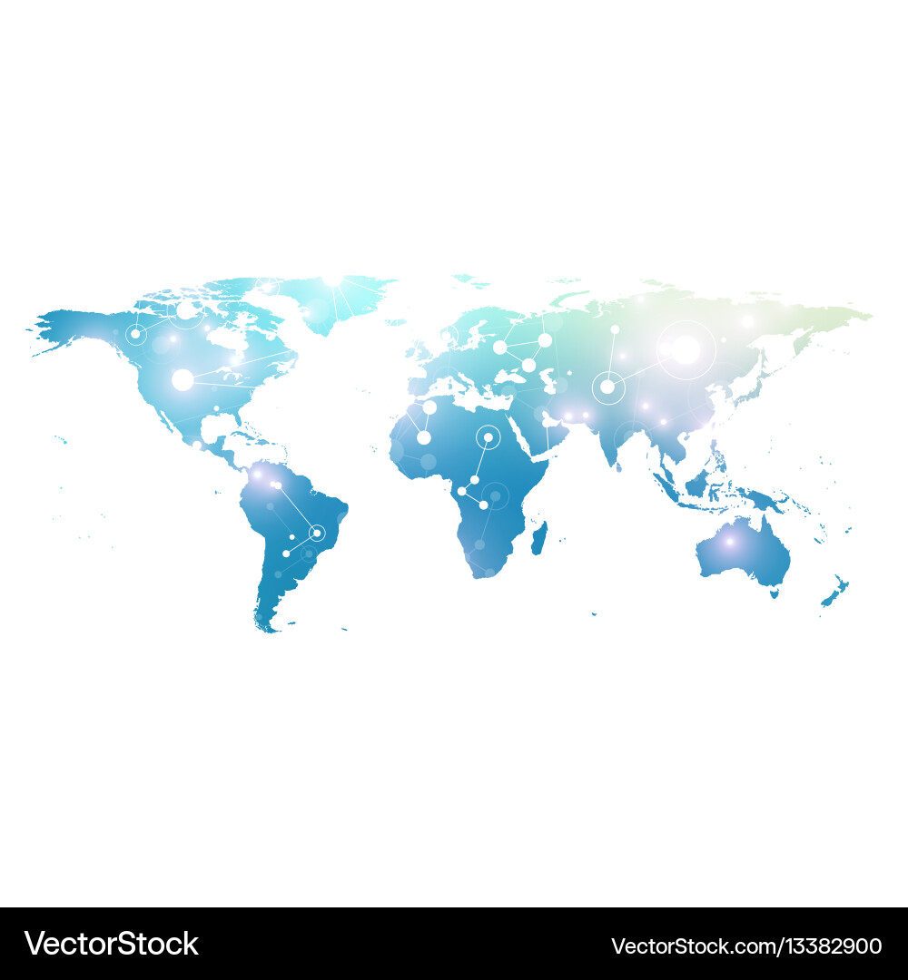 World map with global technology networking Vector Image