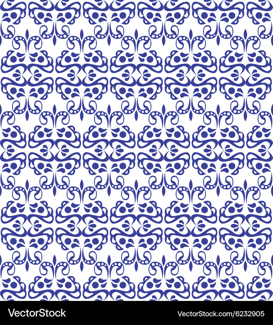 Blue elegant pattern with vintage elements Vector Image