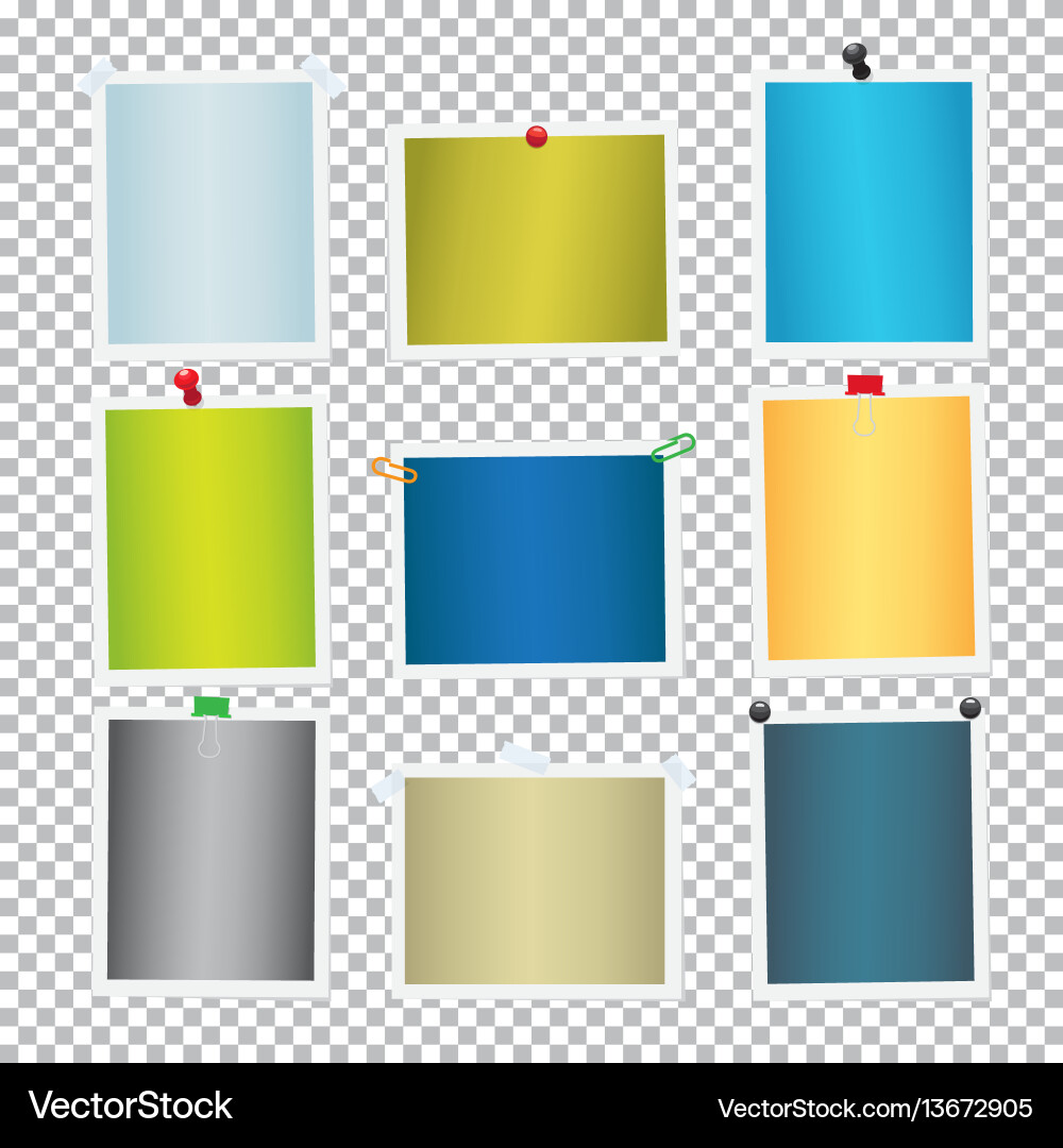 Colorful frames for pictures with pins set Vector Image
