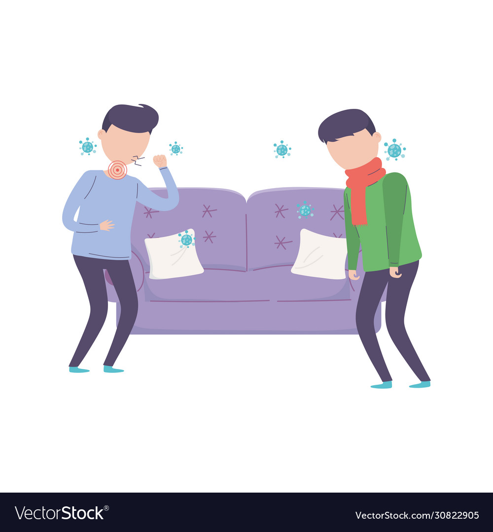 Covid19 19 quarantine people sick in living Vector Image