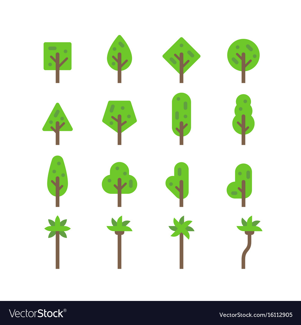 Flat design tree set Royalty Free Vector Image