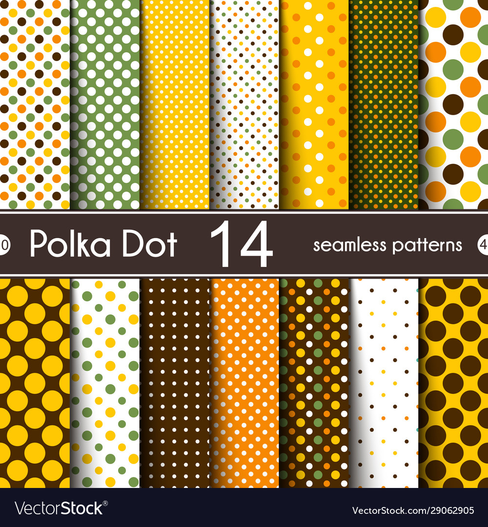 Fourteen different round shape polka dot Vector Image