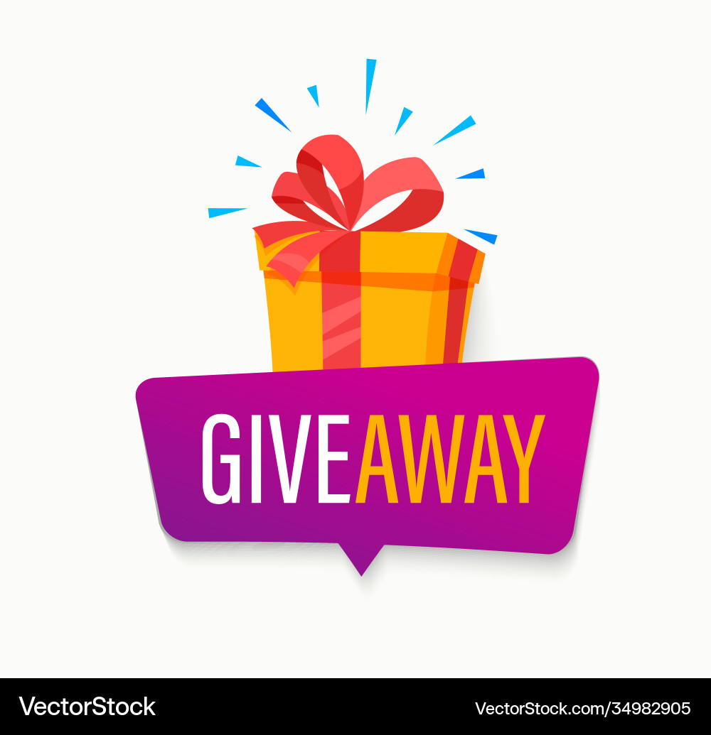 Giveaway bannerwin poster with isolated gift box Vector Image