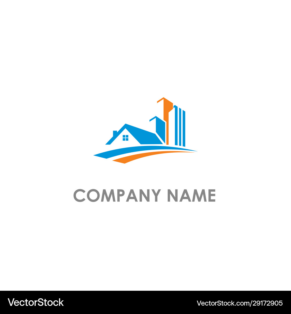 House building company design logo Royalty Free Vector Image