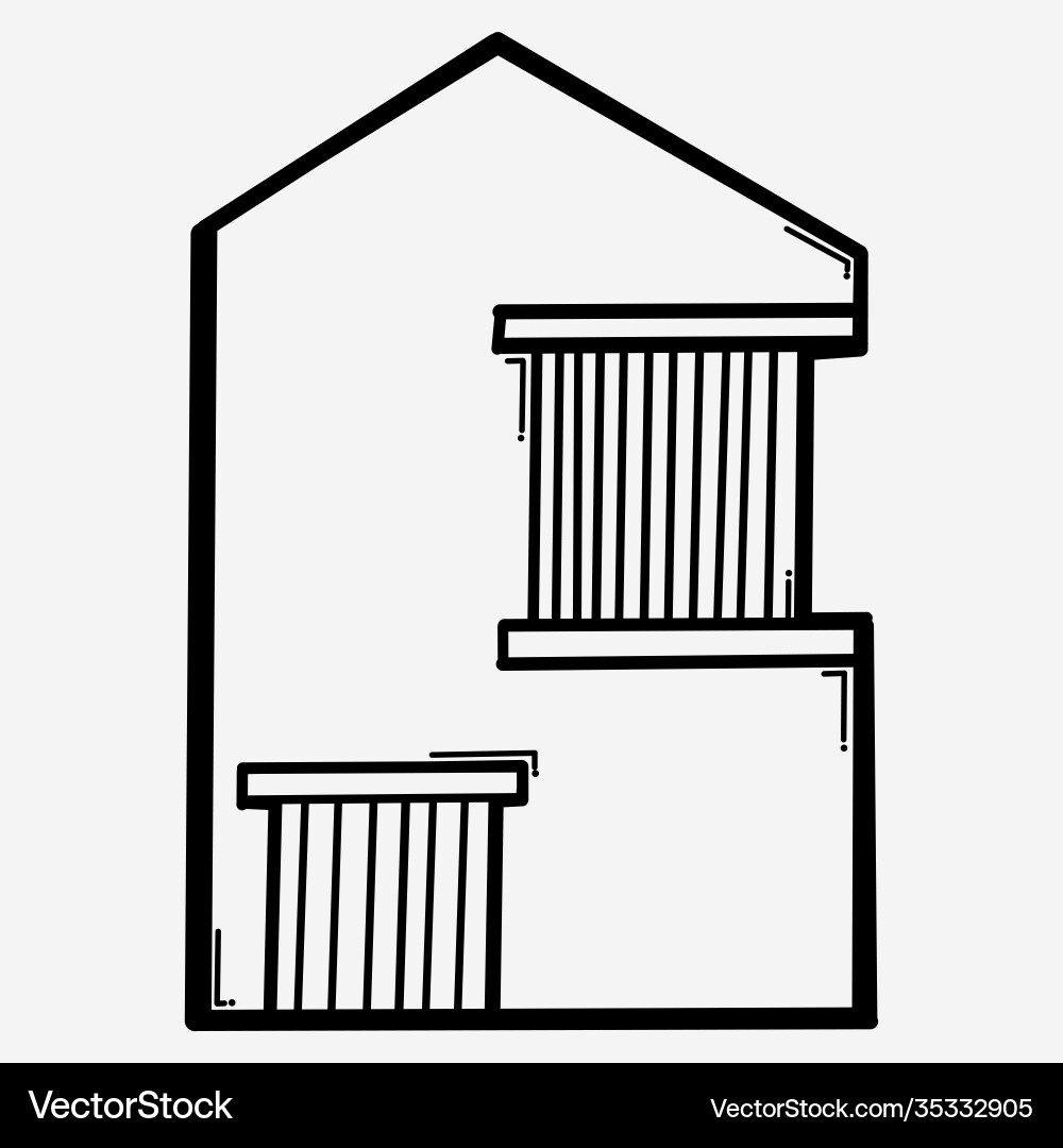 House building doodle icon drawing sketch hand Vector Image