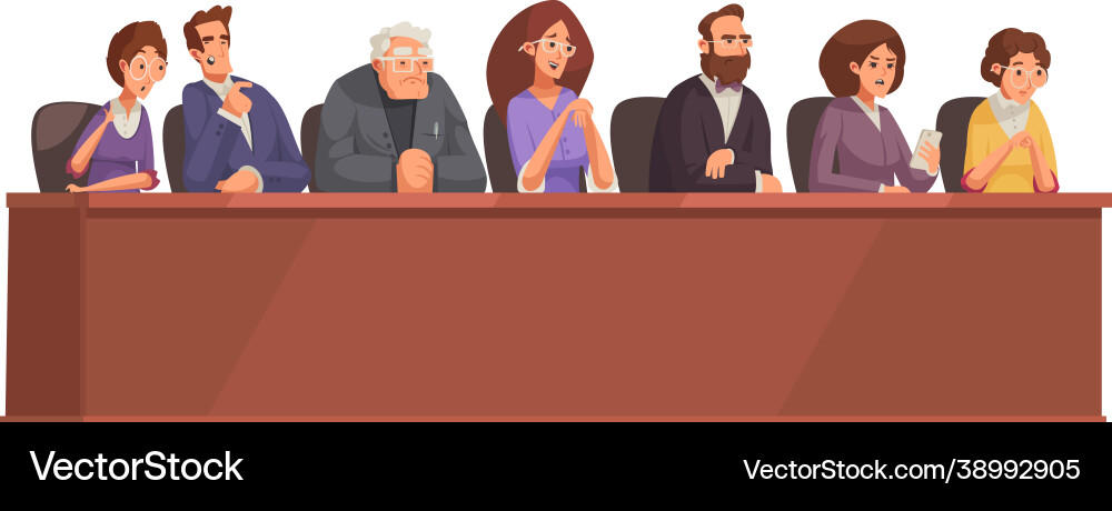 Jury court law composition Royalty Free Vector Image