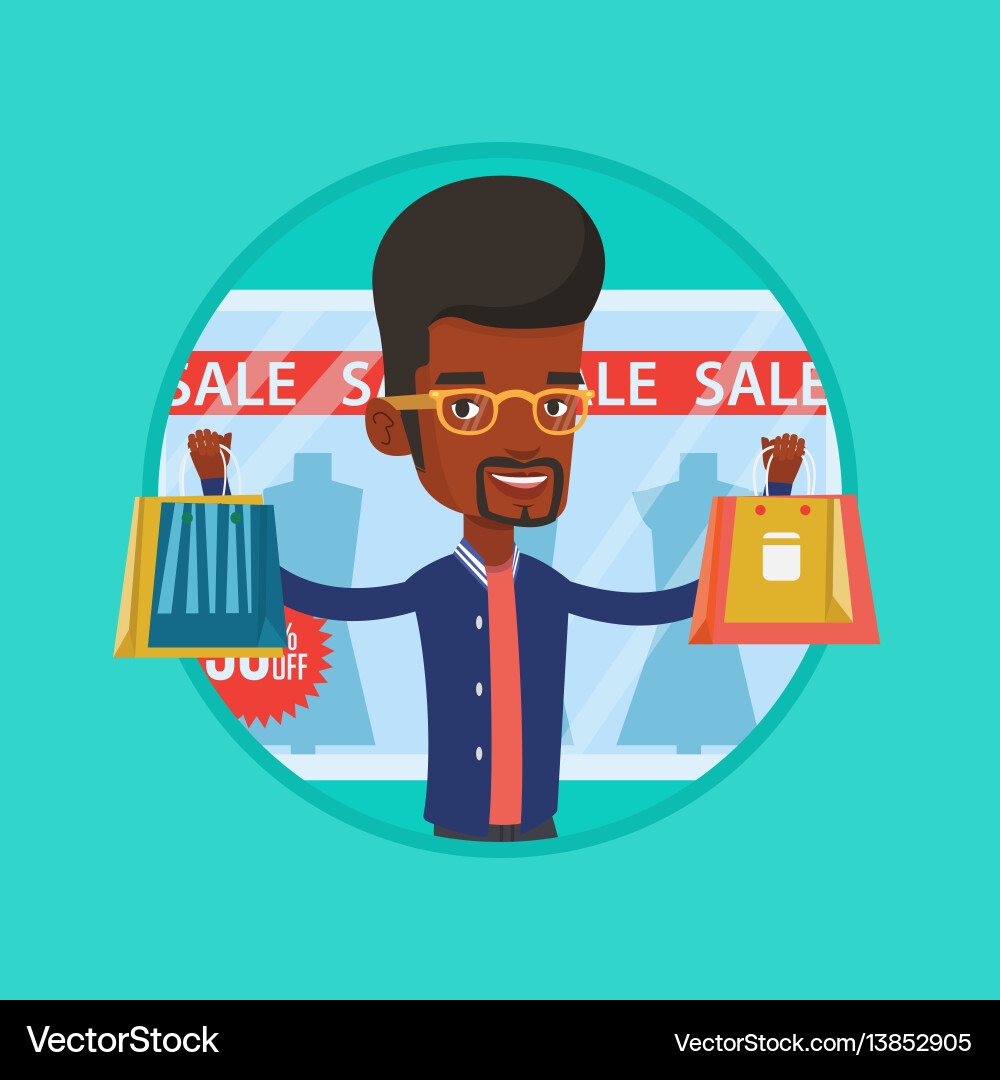 Man shopping on sale Royalty Free Vector Image
