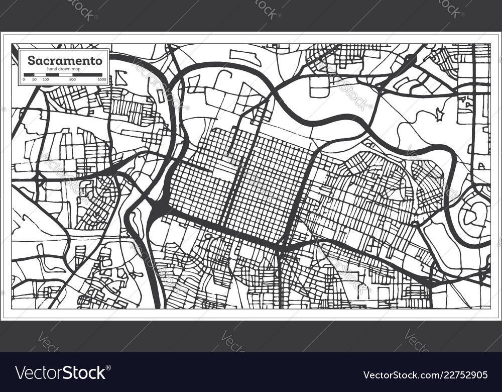 Sacramento california usa city map in retro style Vector Image