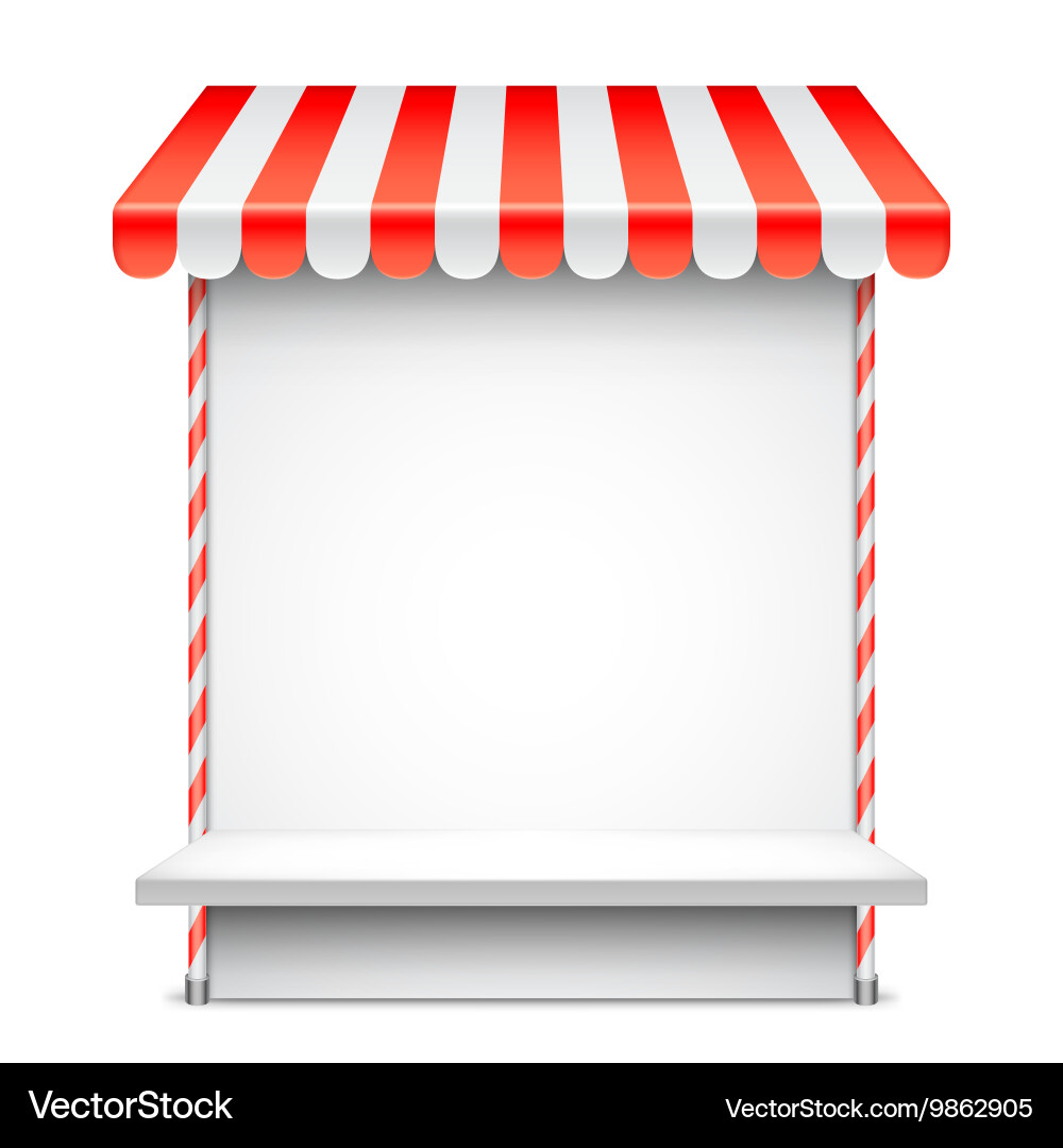 Sale stand with red awning Royalty Free Vector Image