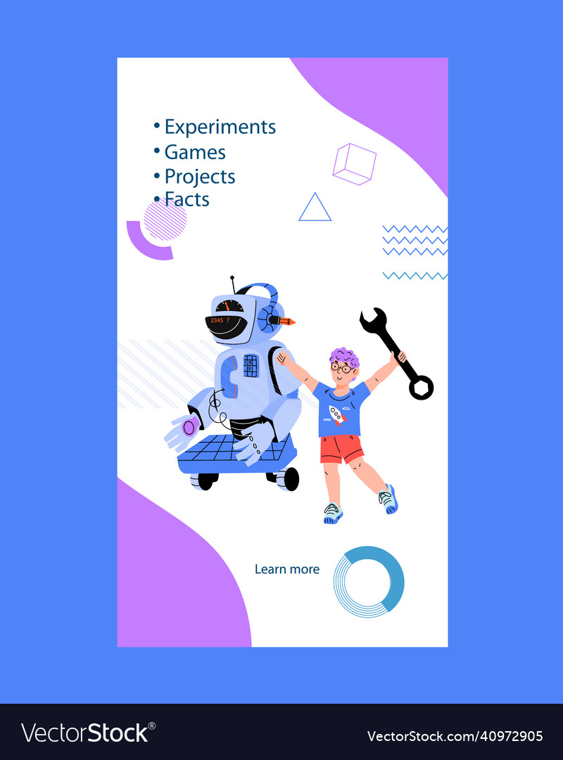 School robotics lessons and classes banner kids Vector Image