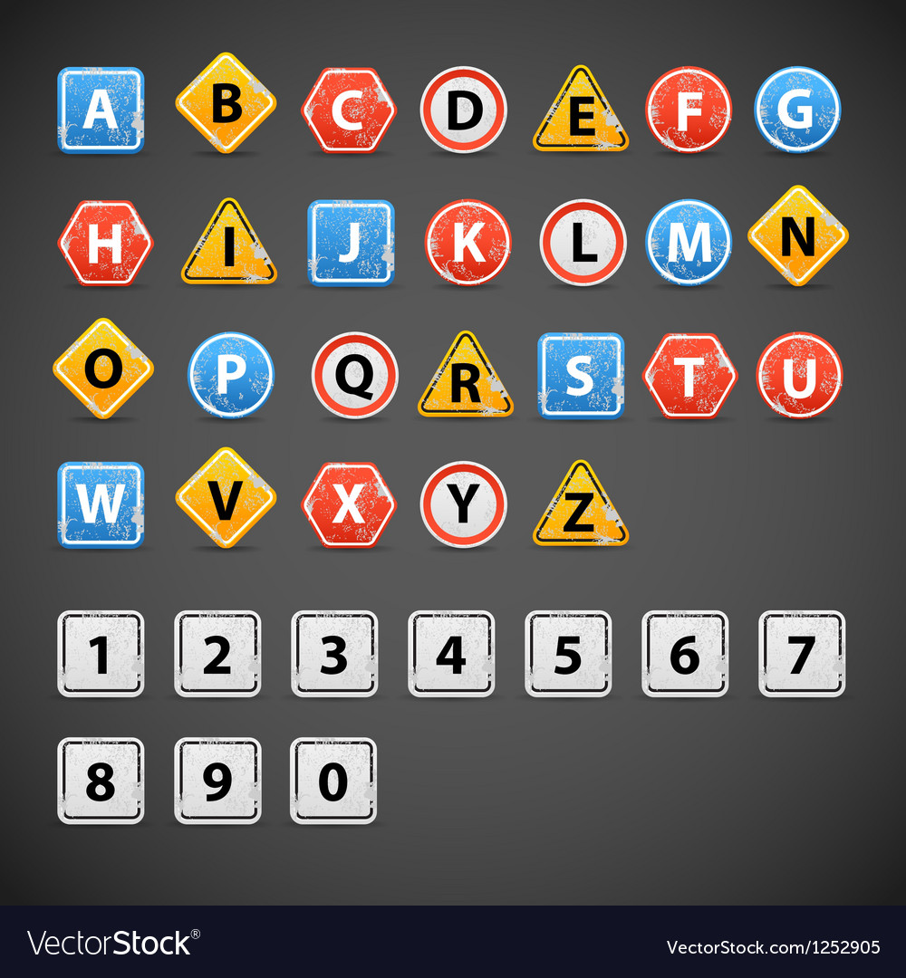 Set of letters of road signs Royalty Free Vector Image