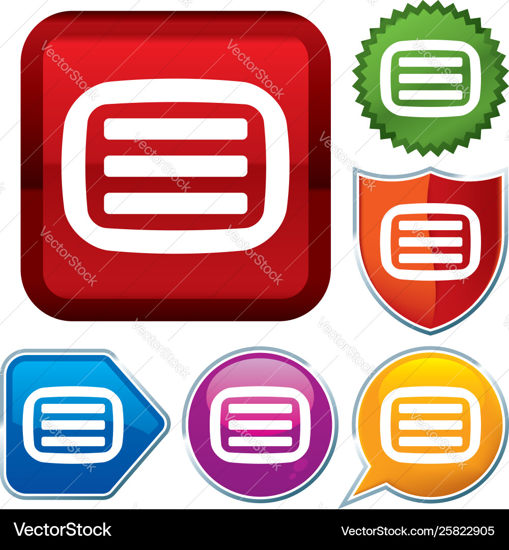 Set shiny icon series on buttons teletext Vector Image