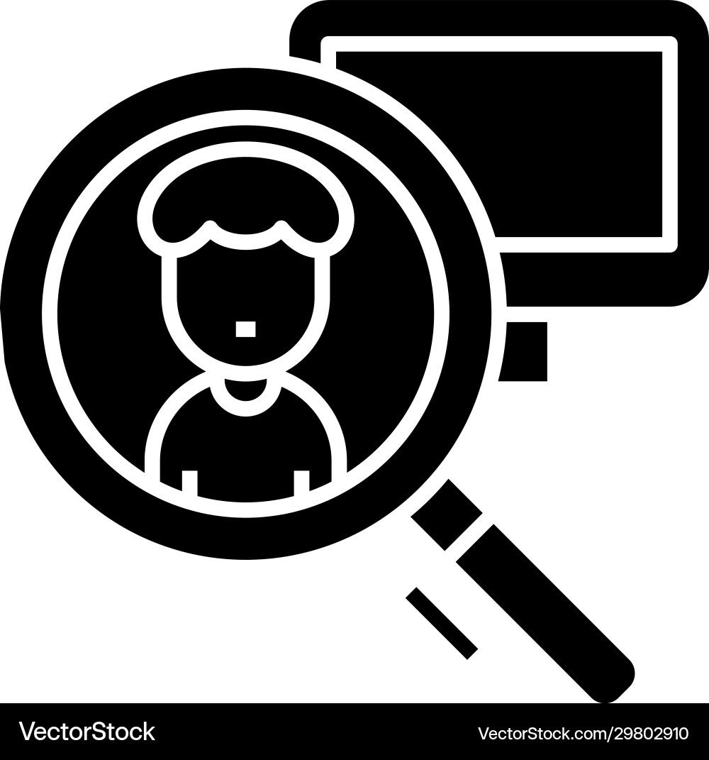 Employee search black icon concept Royalty Free Vector Image