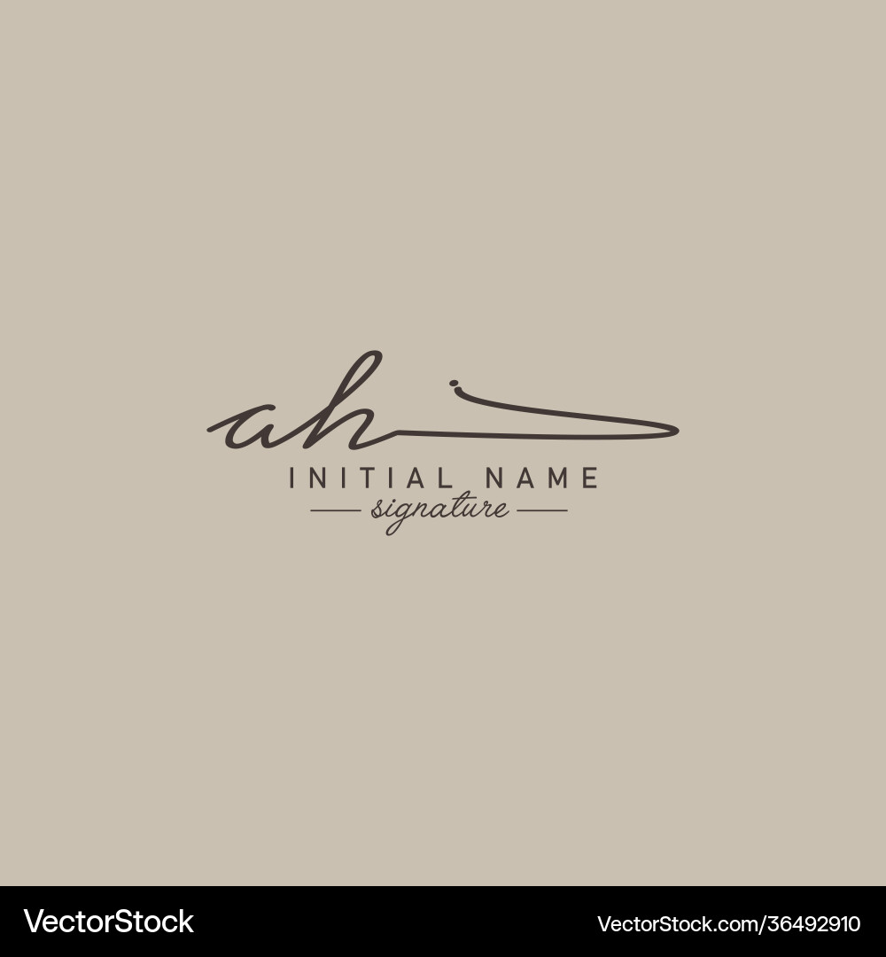 Initial letter ah logo - hand drawn signature Vector Image