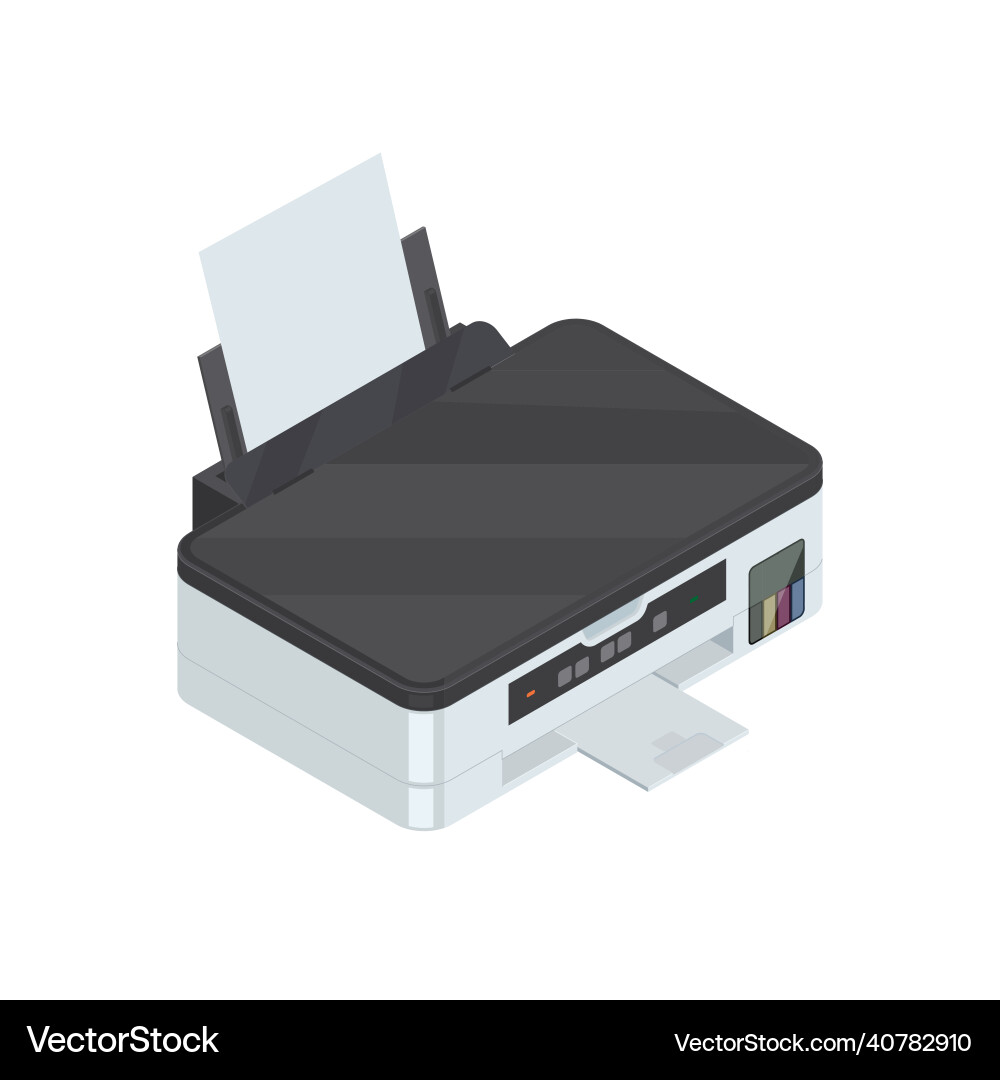 Isometric detailed color inkjet printer icon Vector Image