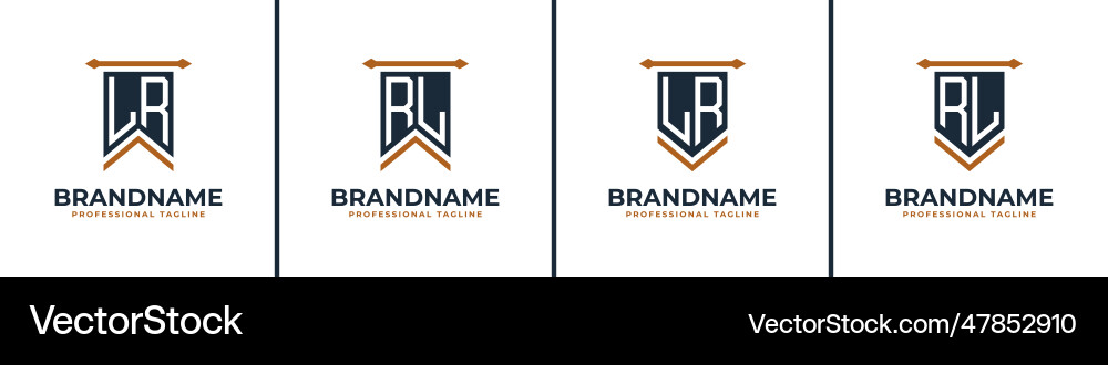 Letter lr and rl pennant flag logo set represent Vector Image