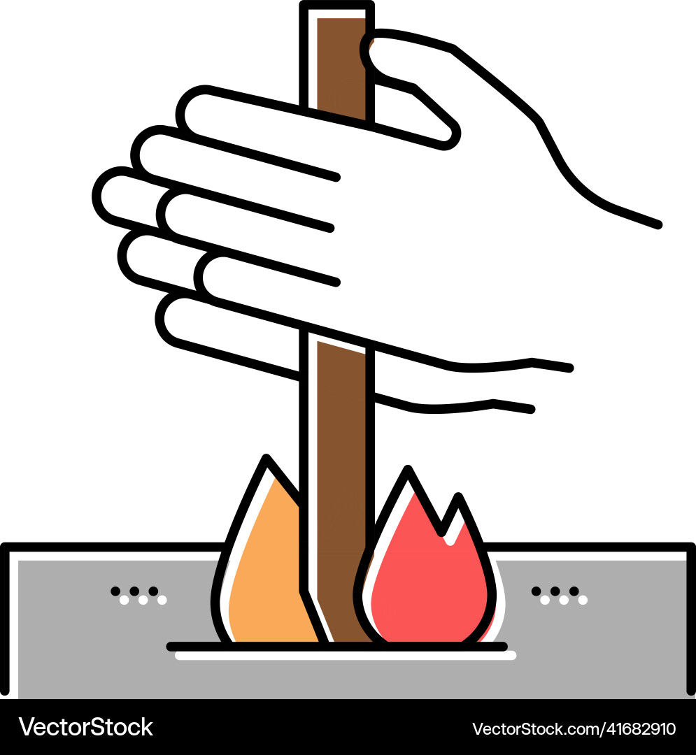 Making fire by friction color icon Royalty Free Vector Image