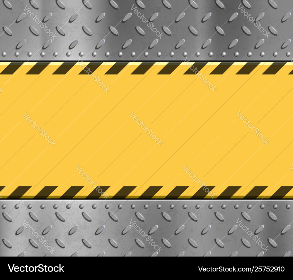Metal textured yellow plate with stripes Vector Image