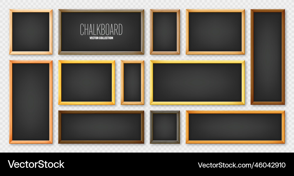 Realistic various chalkboards in a wooden frame Vector Image