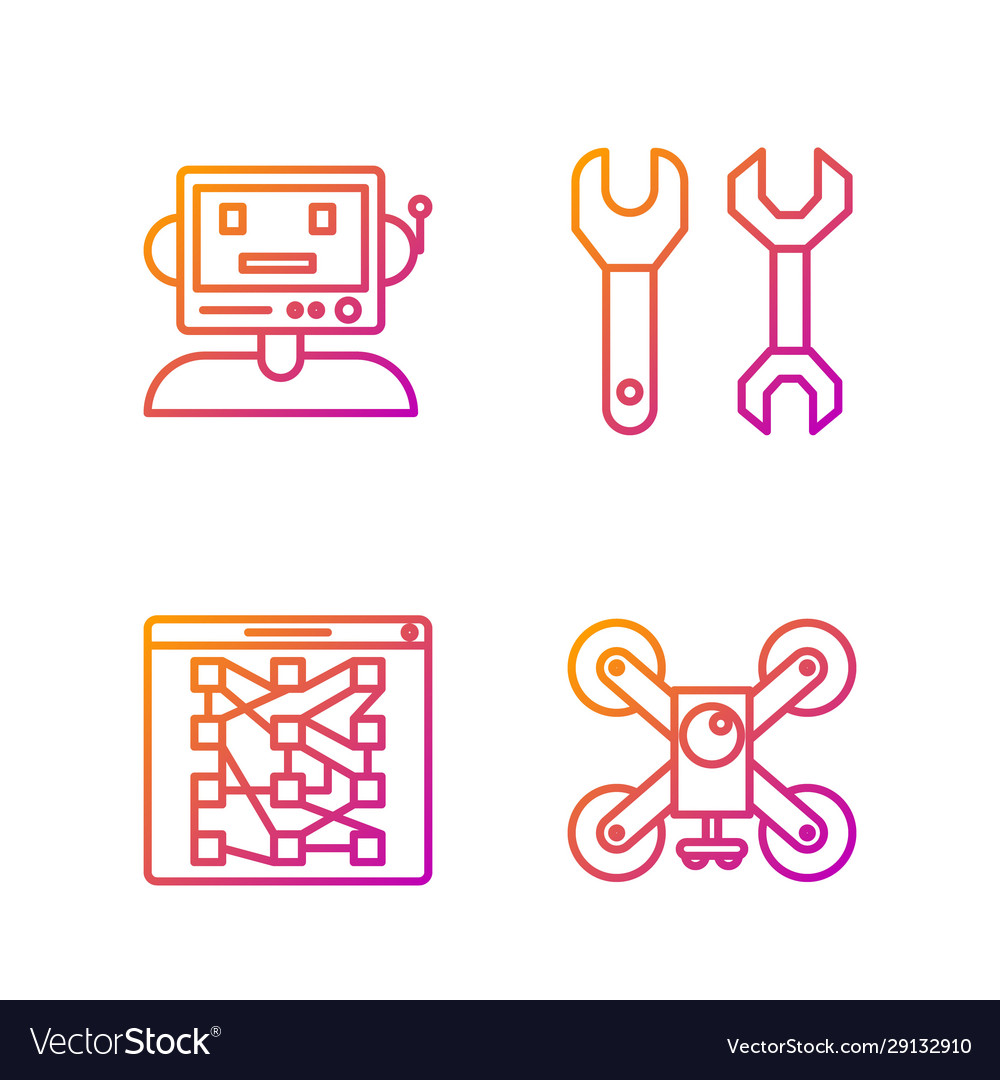 Set line drone flying with action camera global Vector Image