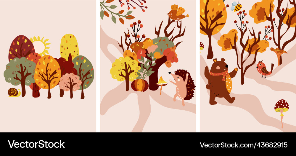 Autumn composition with colorful trees a happy Vector Image