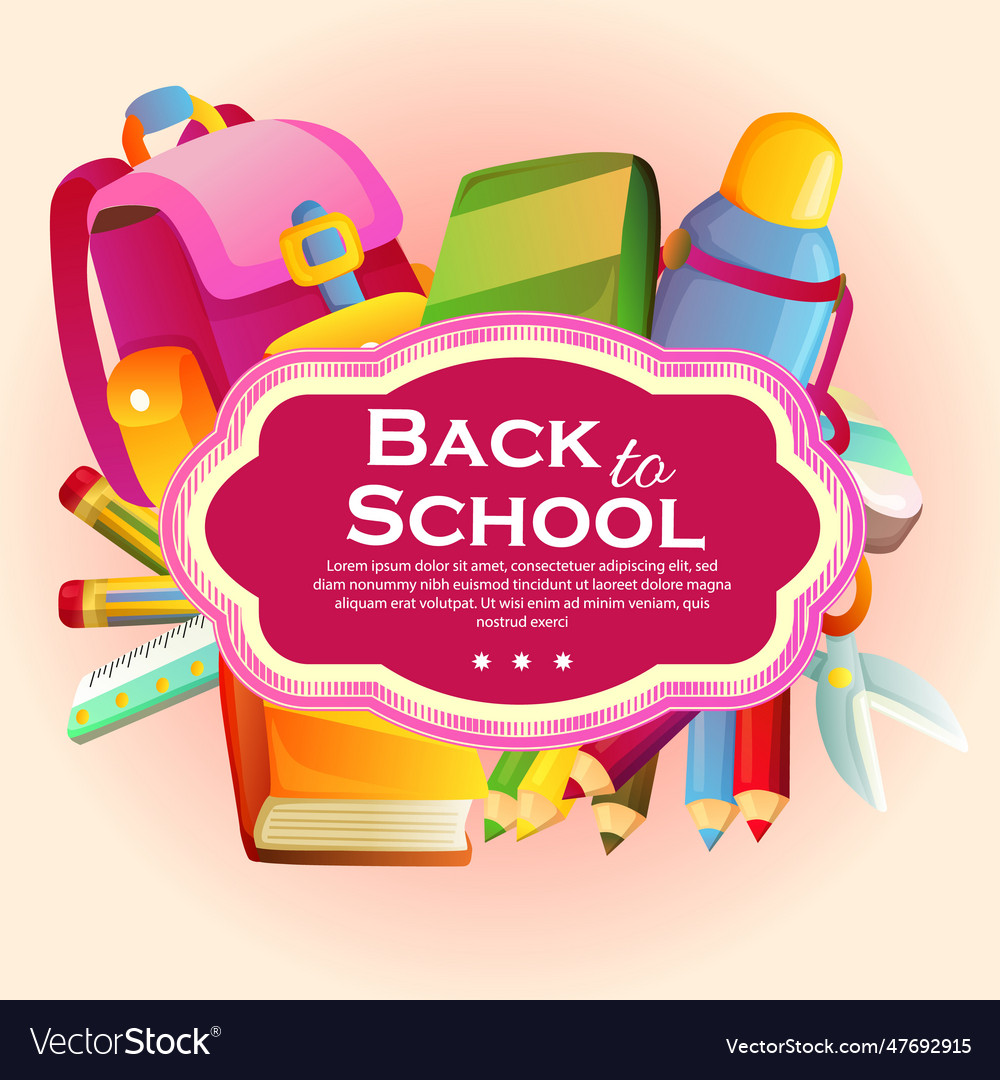 Back to school template with stationary Royalty Free Vector