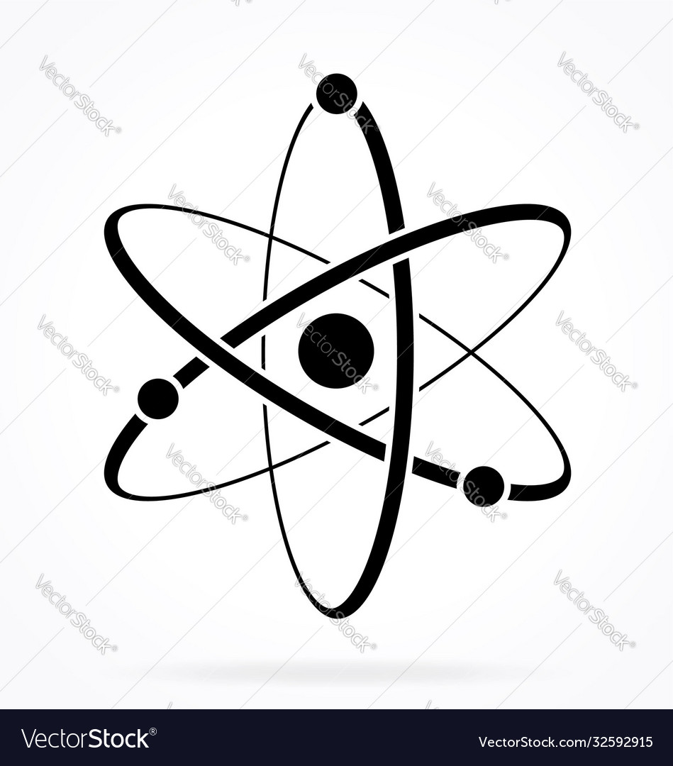 Black and white atom silhouette Royalty Free Vector Image
